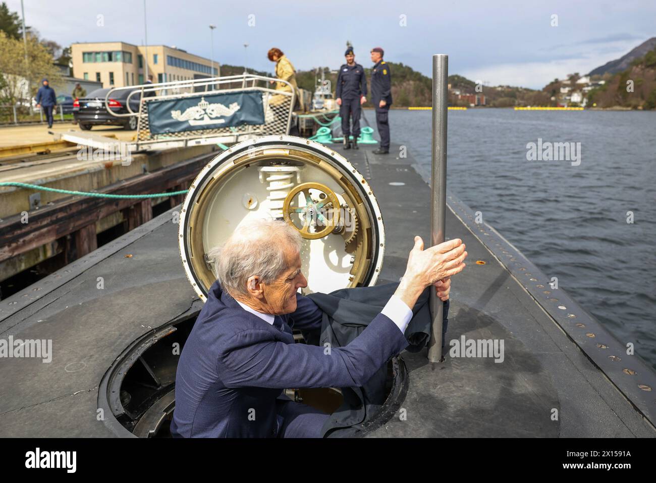 Bergen 20240415.Norwegian Prime Minister Jonas Gahr Store (Ap) visits ...
