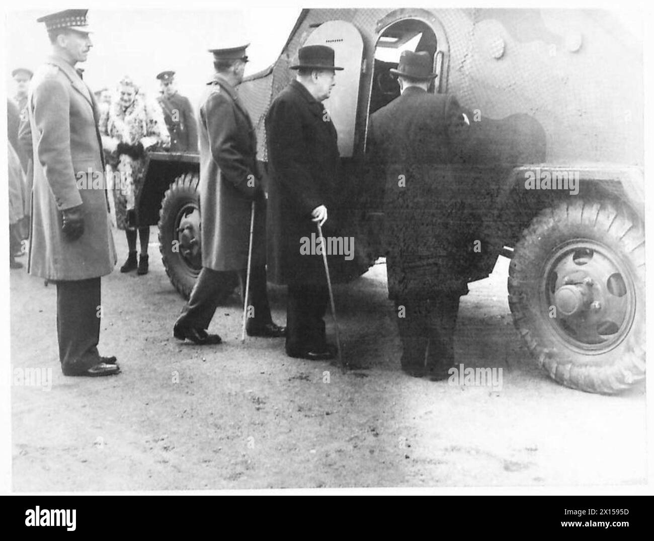 Prime Minister Winston Churchill inspects an armoured vehicle of the ...
