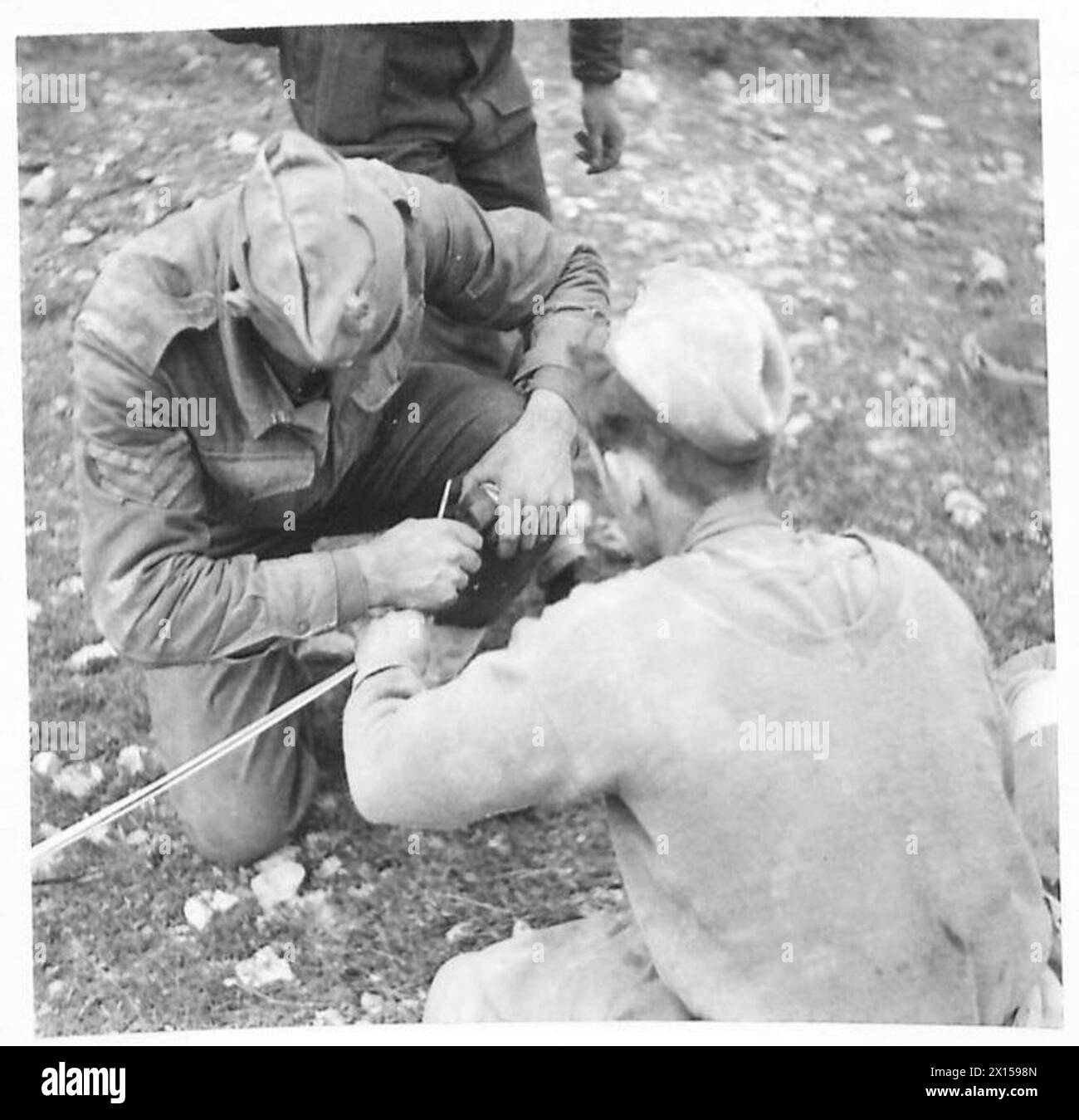 NORTH AFRICAQUARRYING WITH MINED CHARGES - Two R.Es fixing the safety ...