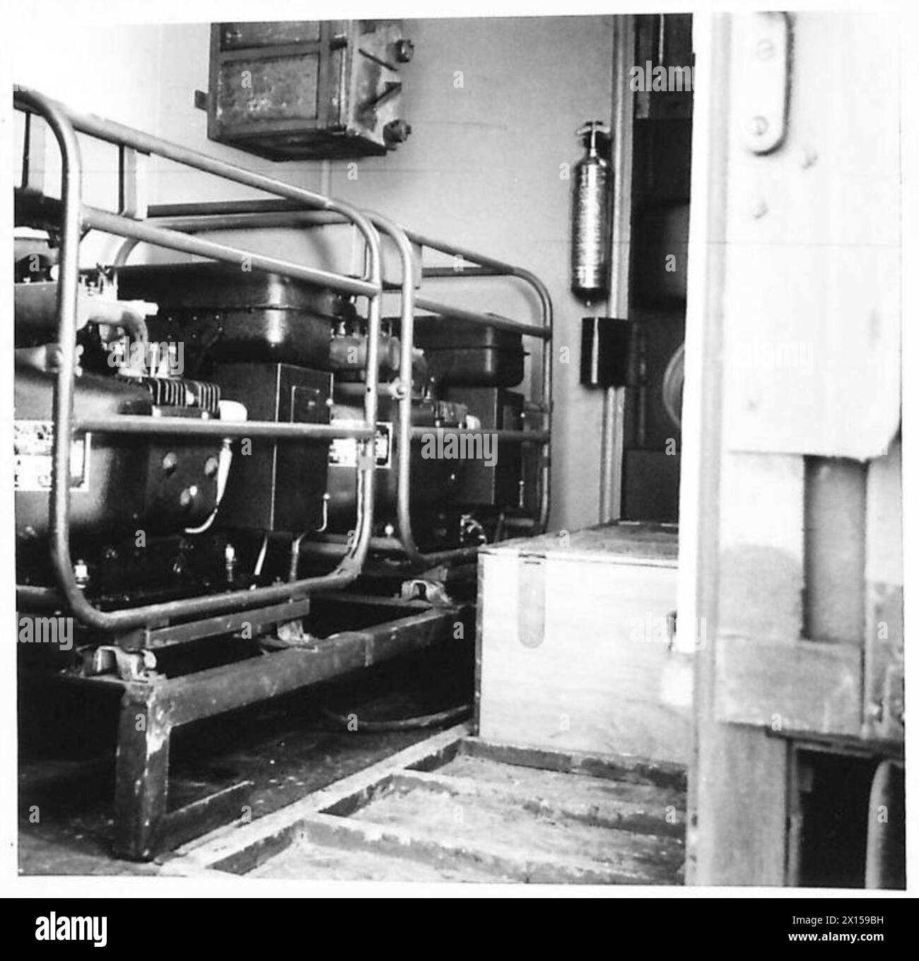 Engine room of airborne equipment showing mechanical systems and ...
