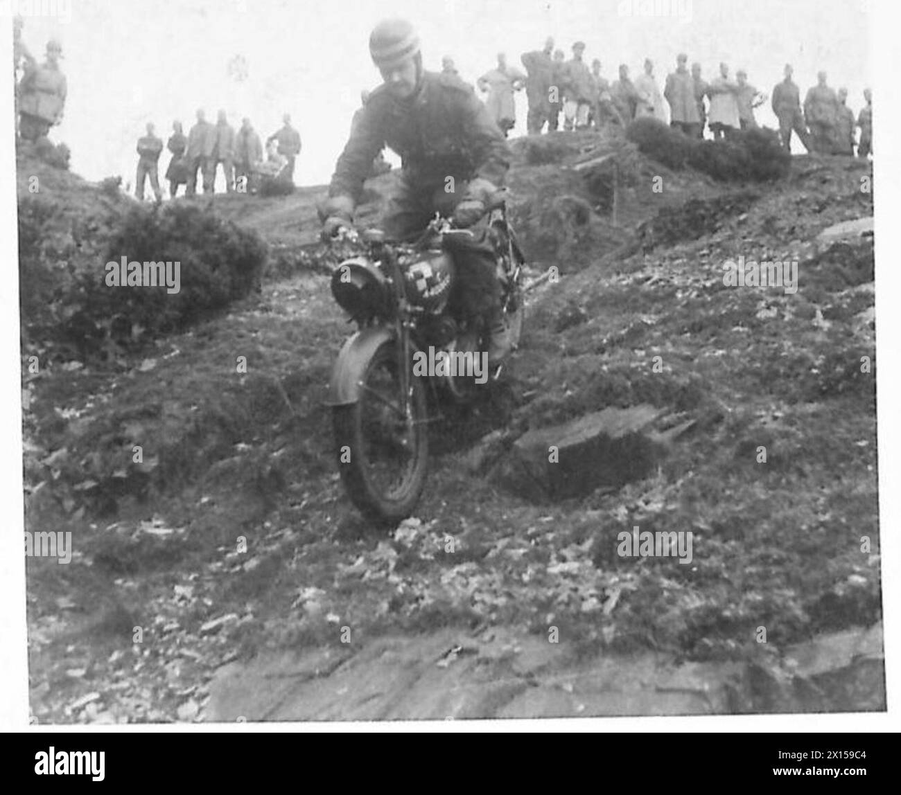 TRAINING ROYAL ARTILLERY DRIVERS - People line the hilltop and watch ...
