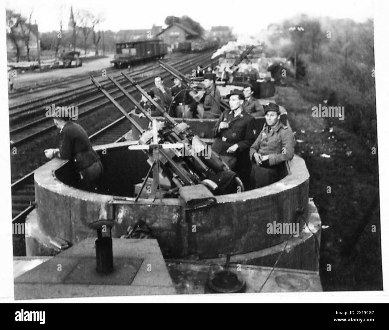 A German anti-aircraft train with its crew is captured at Cuxhaven ...