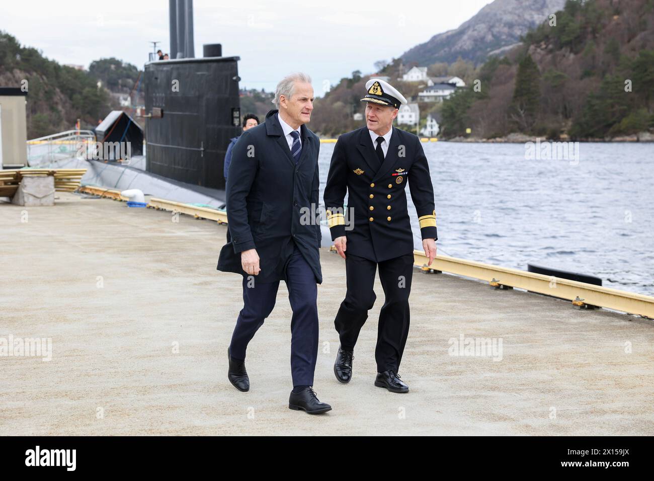 Bergen 20240415.Norwegian Prime Minister Jonas Gahr Store (Ap) visits ...