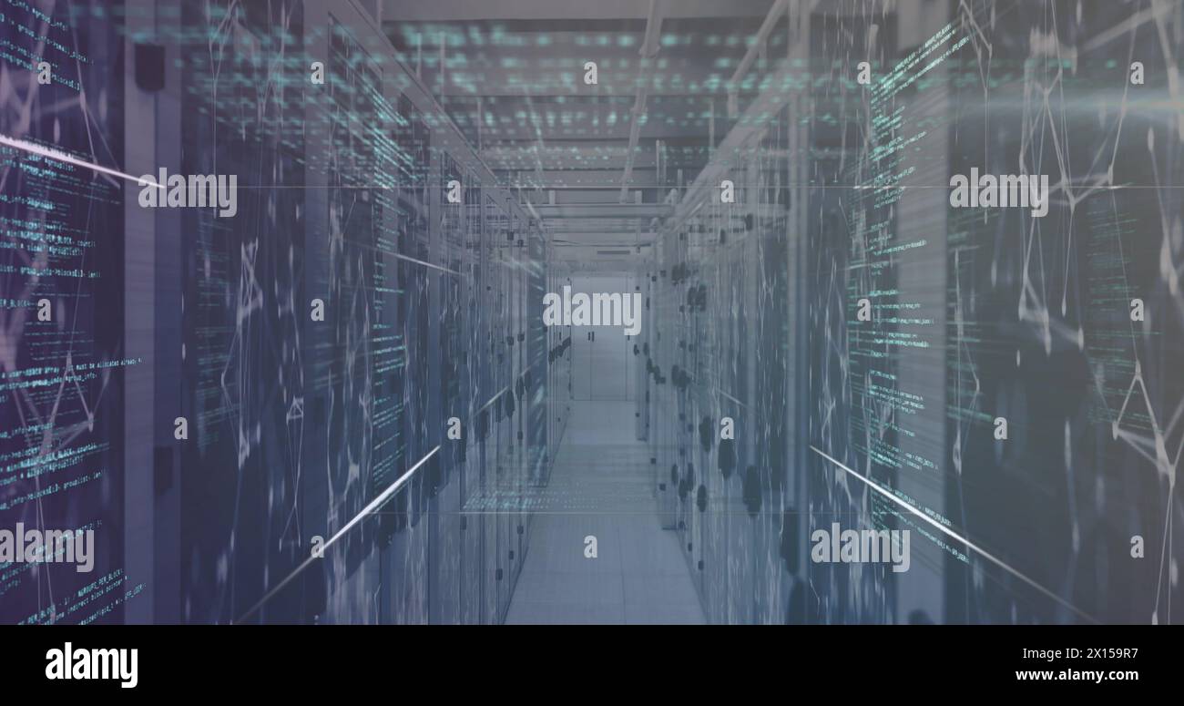Image of data processing over server room Stock Photo - Alamy