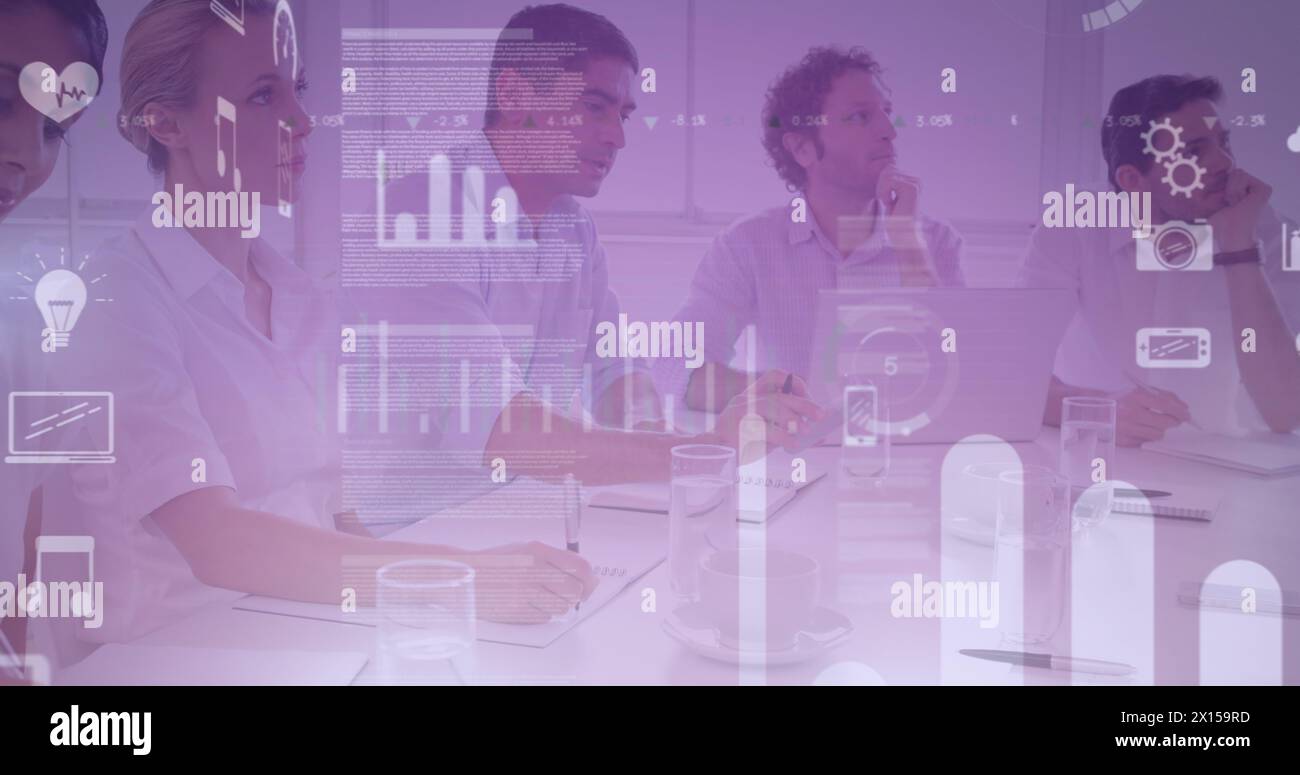 Animation computer icons over graphs hi-res stock photography and ...