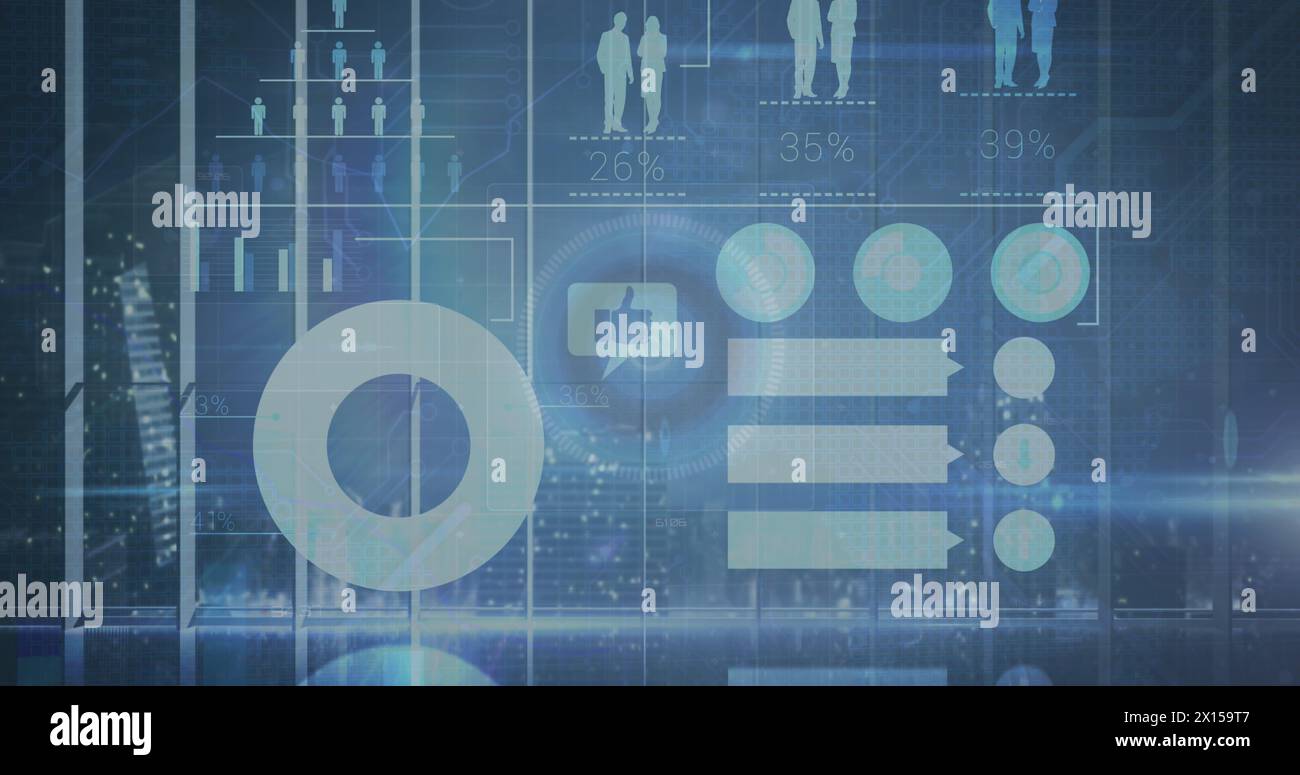 Image of data processing on blue background Stock Photo - Alamy
