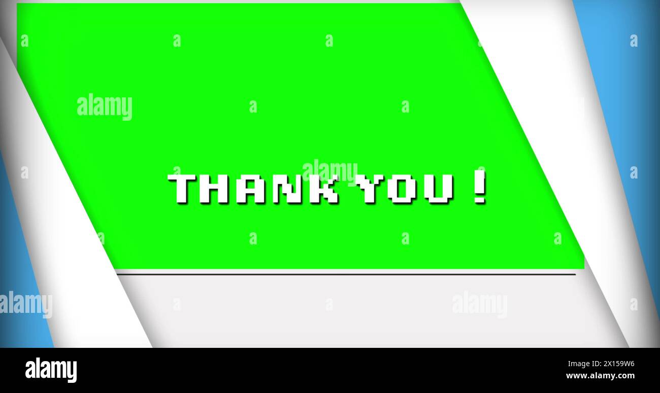 Image of thank you over background with blue and green geometrical ...