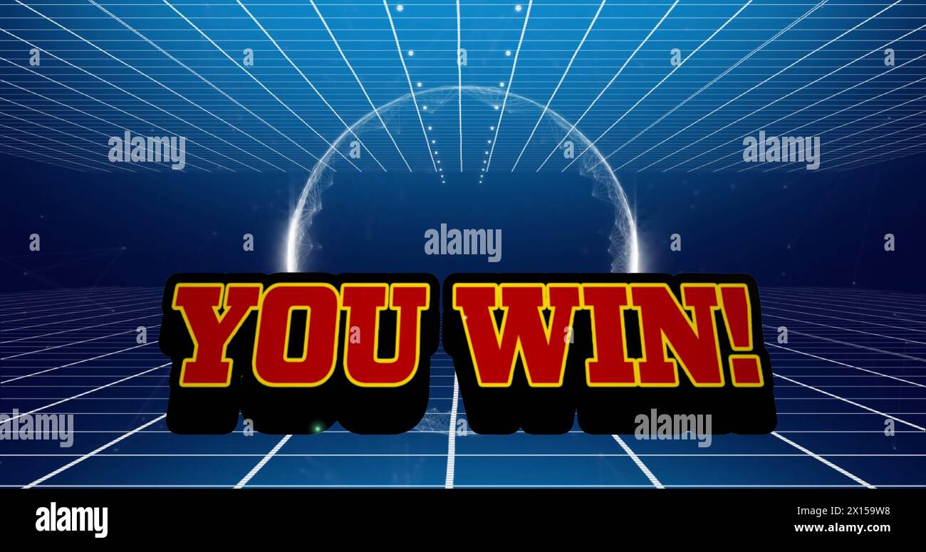 Image of you win over globe in blue space Stock Photo - Alamy