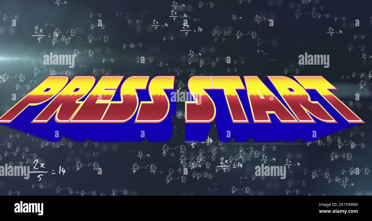 Image of press start over black background with math formulas Stock ...
