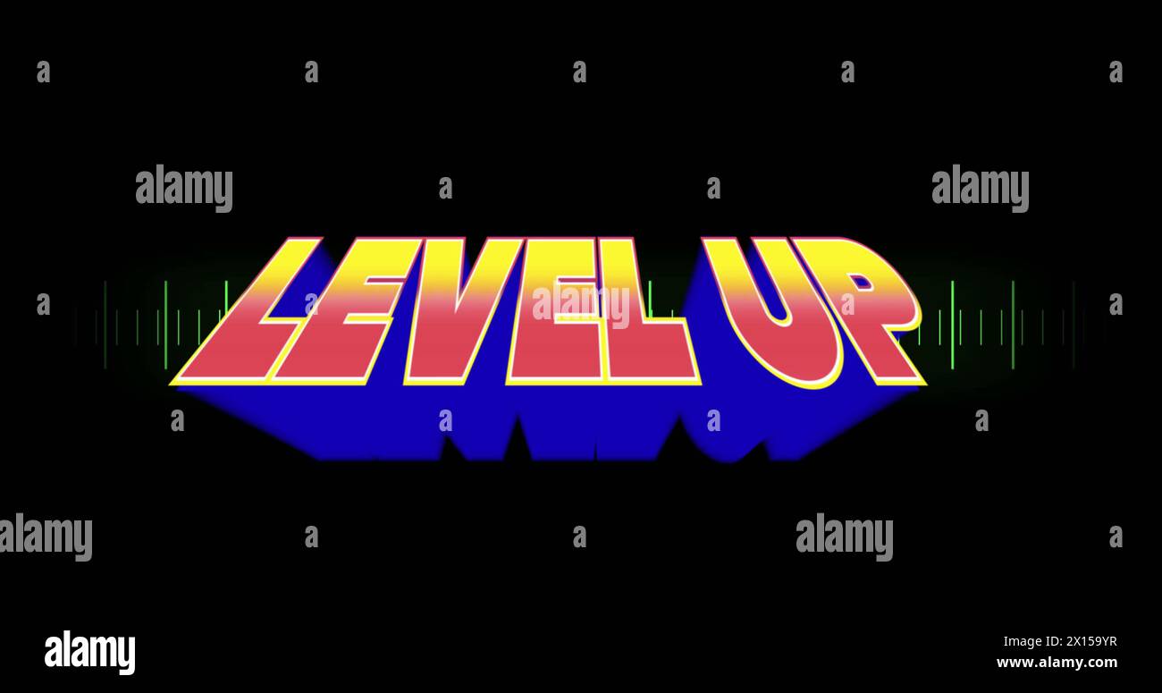 Image of level up over black background with green lines Stock Photo ...