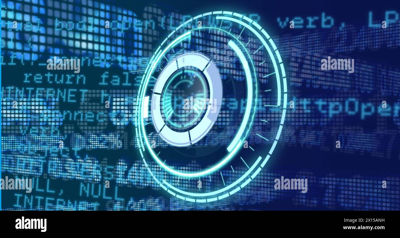 Image of scope scanning over financial data processing Stock Photo - Alamy