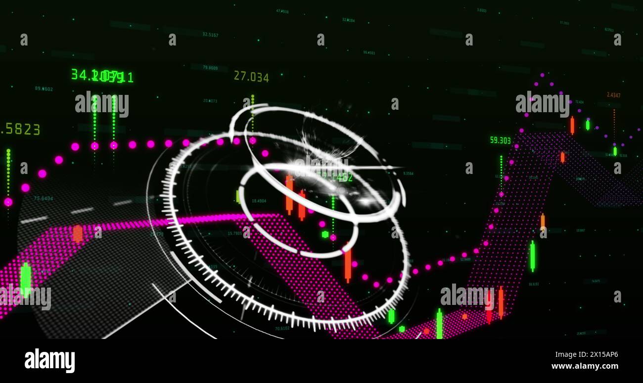 Image of globe over financial data processing Stock Photo - Alamy