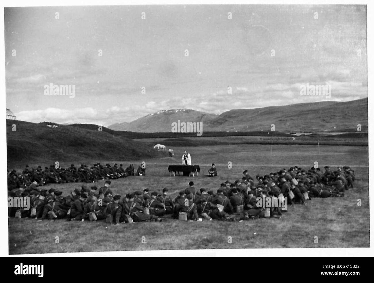 British and Canadian troops of the Lincoln Regiment attending a church ...