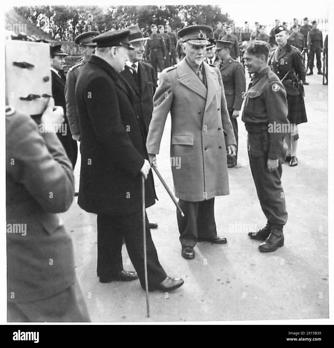 Field Marshal Smuts and the Prime Minister inspect military defenses ...