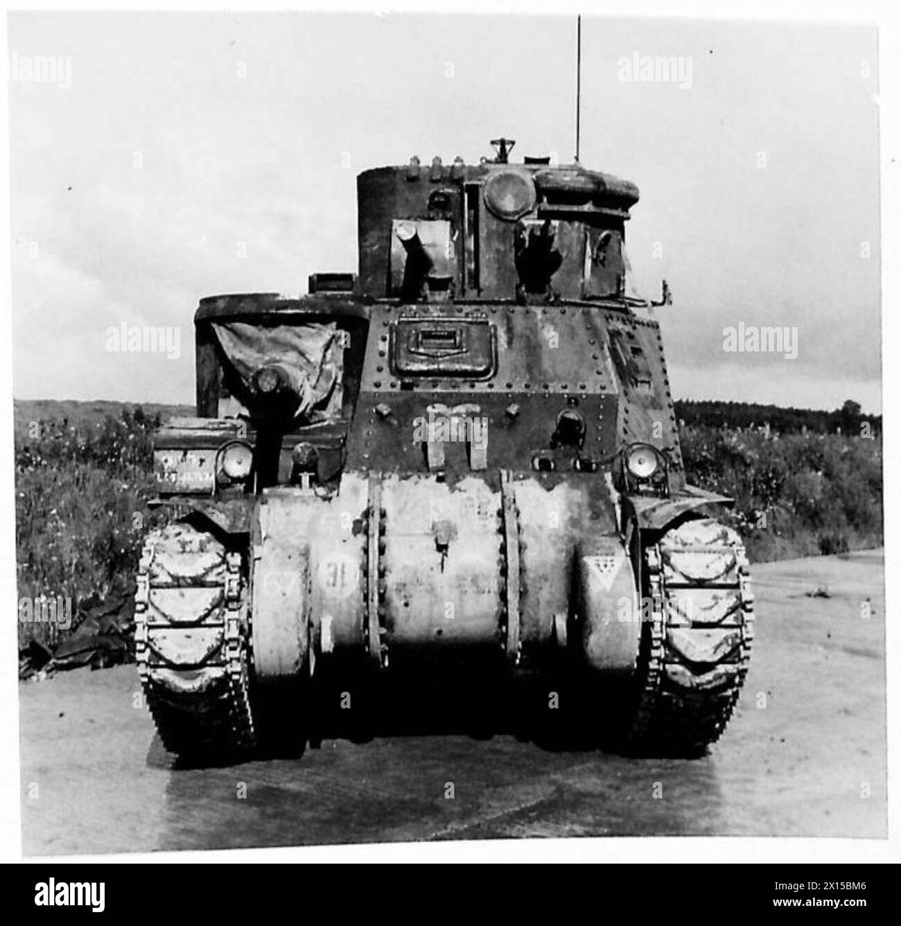 British Army Canal Defence Lights (C.D.L.) mounted on tanks, shown in ...