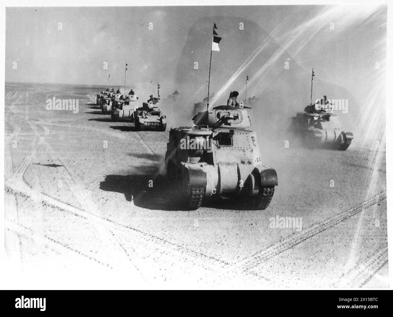 American 'General Grant' medium tanks move in groups across the Western ...