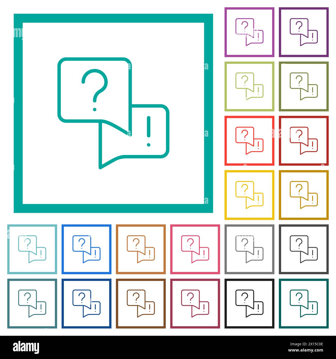 Frequently asked questions outline flat color icons with quadrant ...