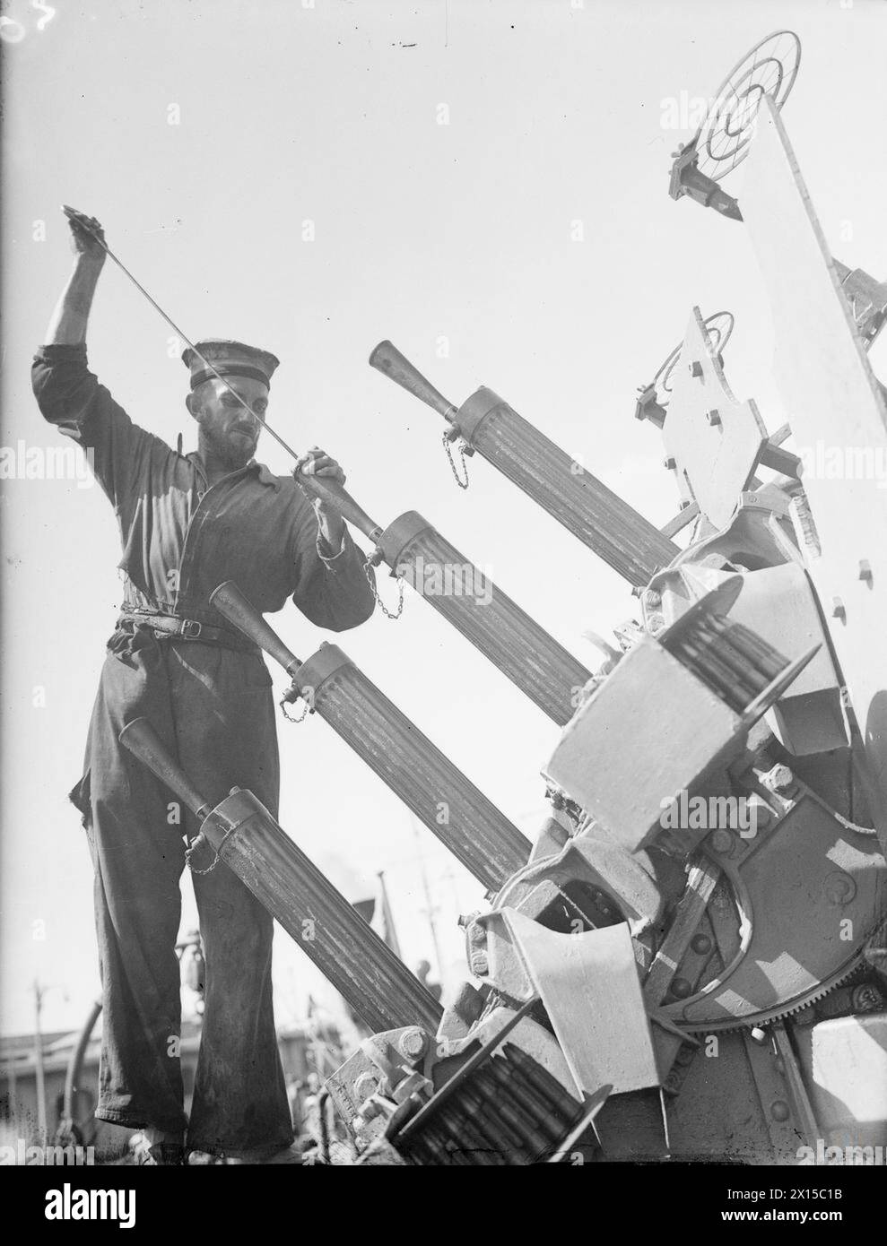 Crew aboard HMS Calm perform minesweeping duties in the Eastern ...