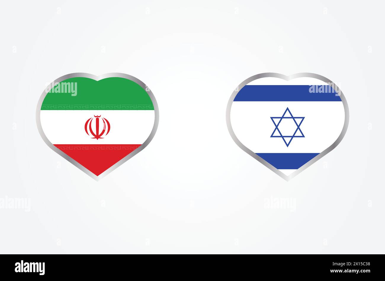 Iran vs Israel war. Israel vs Iran hearts concept flags. Iran and ...