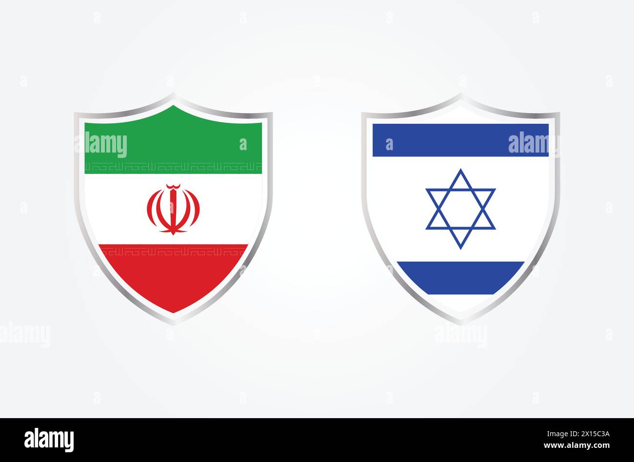Iran vs Israel war. Israel vs Iran shield concept flags. Iran and ...