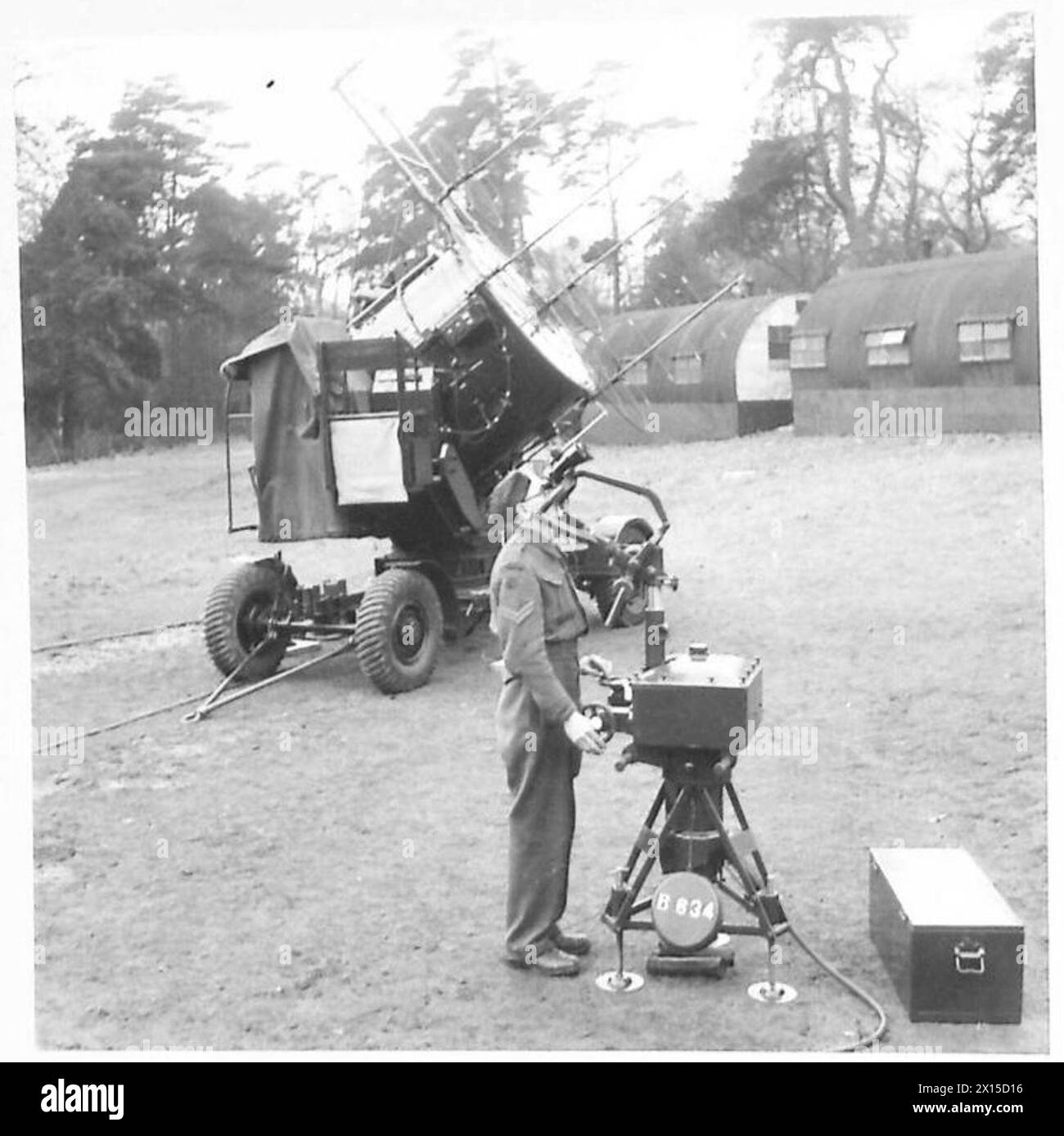 A British Army Radar A.A. No.2 searchlight projector used for detecting ...
