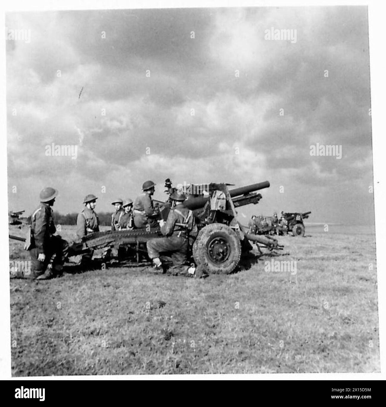 A 25-pounder field gun is positioned on the ranges by a field regiment ...