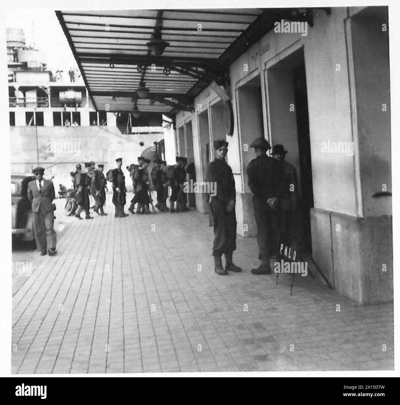 Troops from the British 78th Infantry Division and Royal Marines stand ...