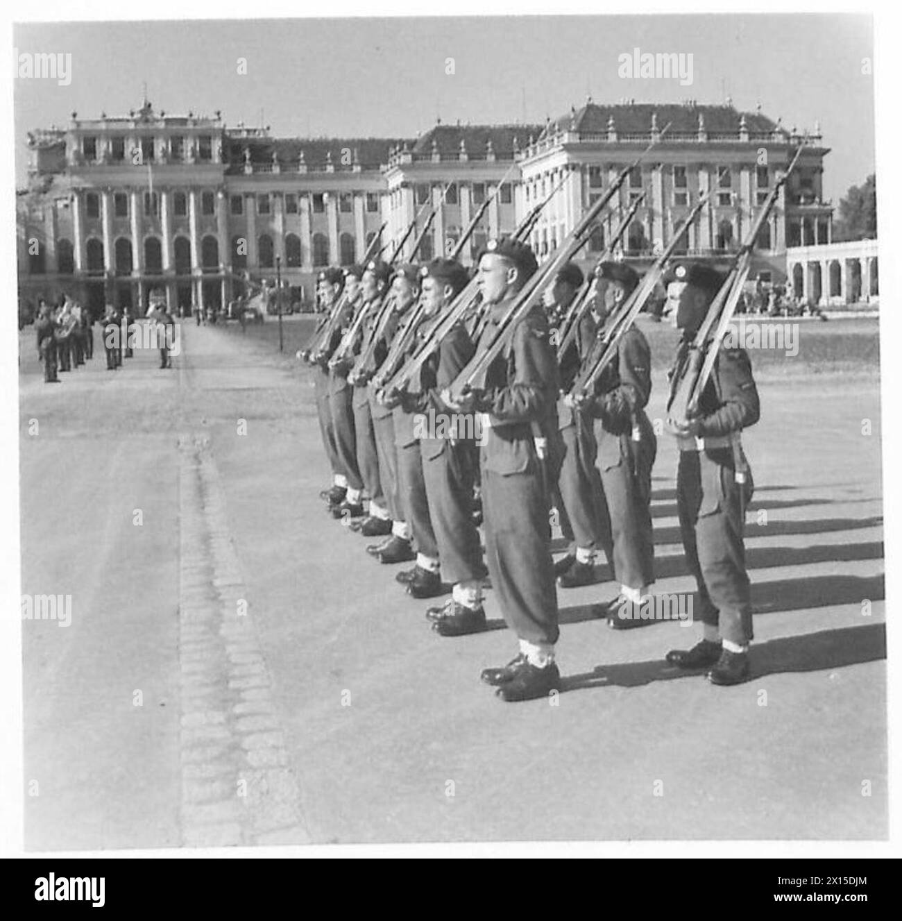 VIENNA : CHANGING OF THE GUARD - The old Guard, provided by the R.A.F. Regiment, on parade ...
