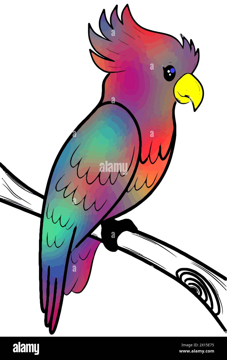 parrot on a tree branch Stock Vector Image & Art - Alamy