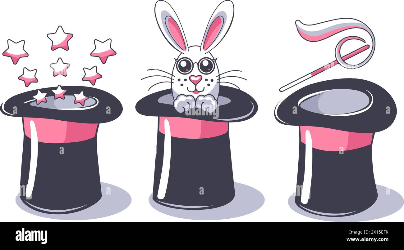 Cartoon magician hat set Stock Vector Image & Art - Alamy