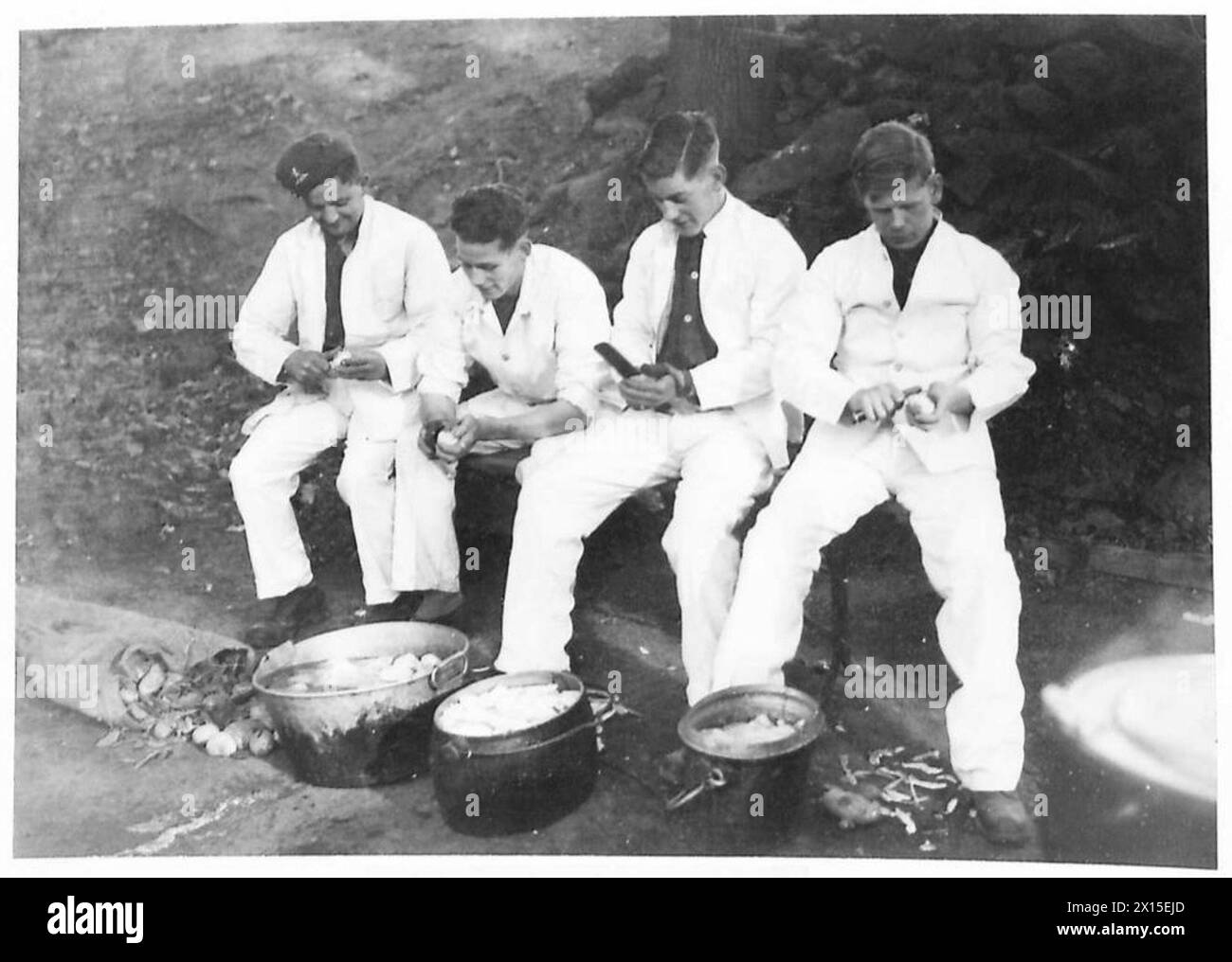 HOW THE ARMY IN THE FIELD IS FED - Preparing the vegetables , British ...