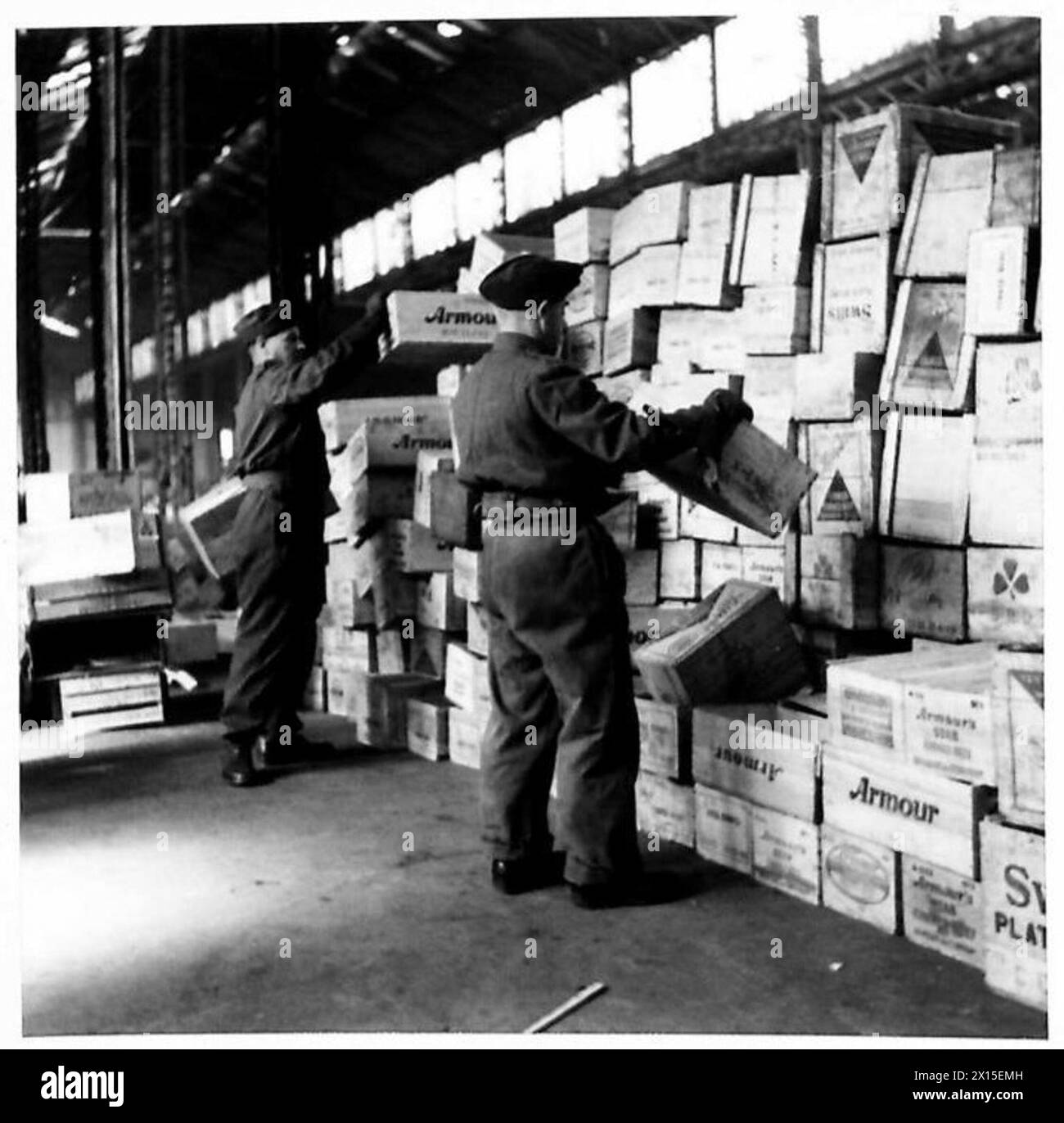 ARMY SALVAGE - Sorting wooden food boxes which are returned to ...