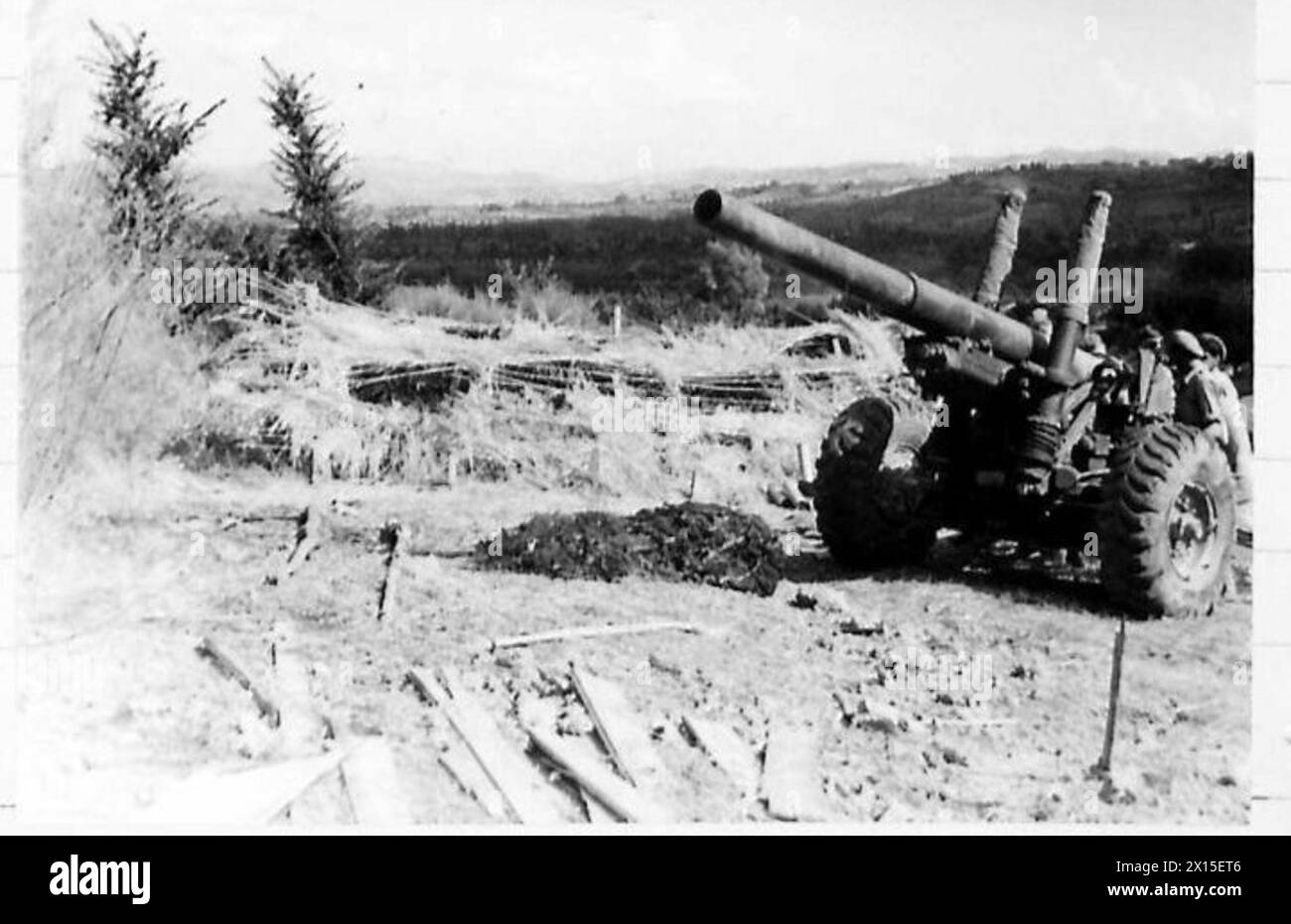 A 5.5-inch gun is established next to an unused German gun position ...