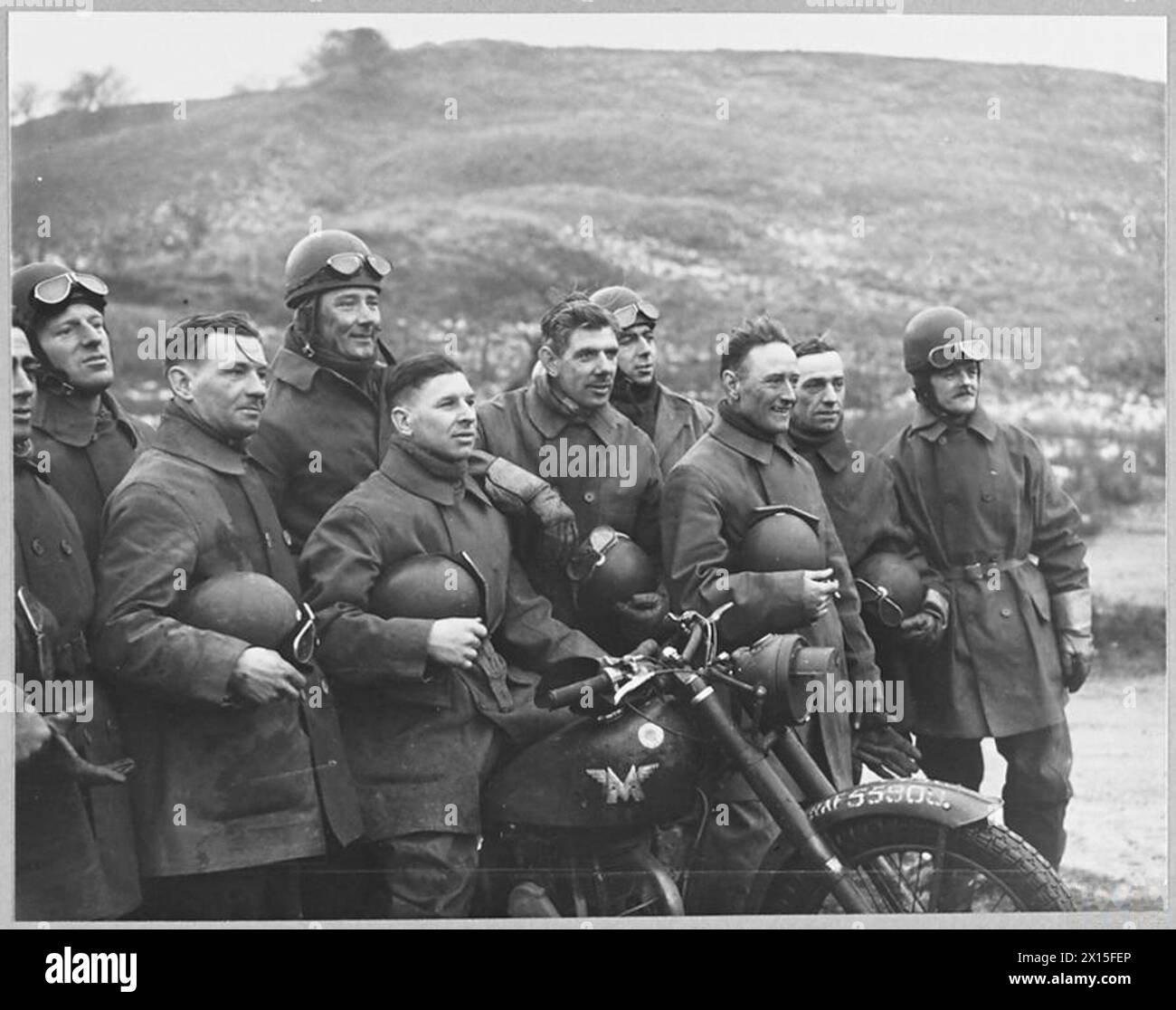 TRAINING R.A.F. MOTOR CYCLISTS - 8424. A group of motor cyclist ...