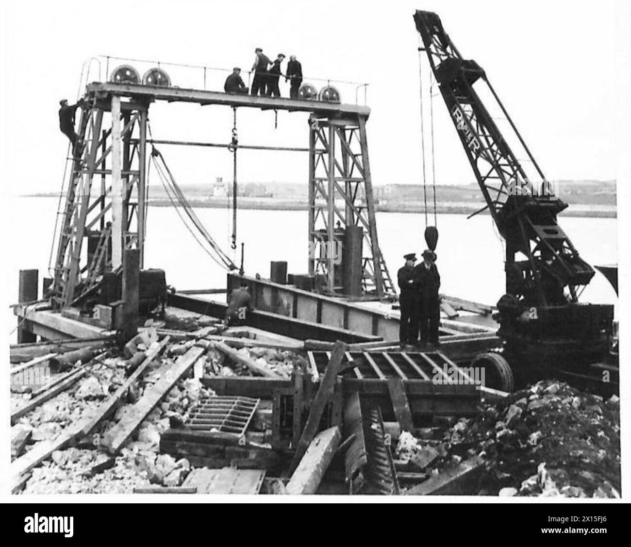 LARNE JETTY (PROGRESS WORK) - Ramp construction , British Army Stock ...