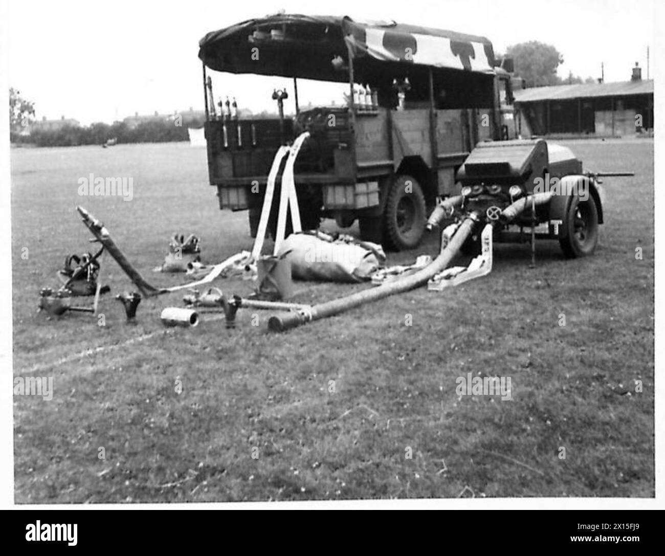 Photographs depict fire engines, tenders, and firefighting equipment at ...