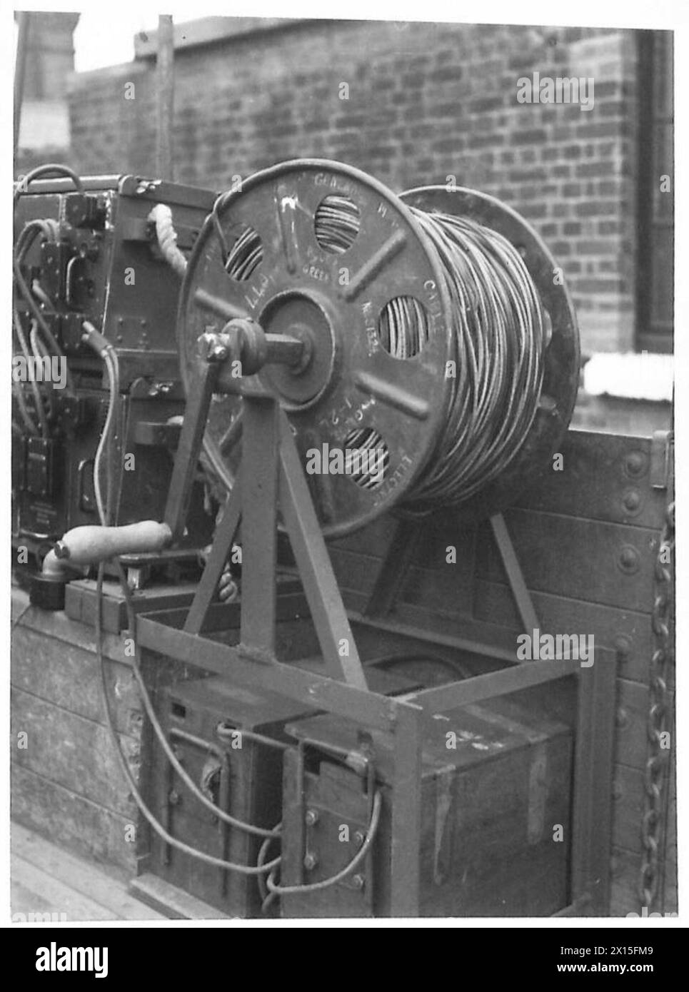 SOUND RANGING EQUIPMENT - ditto (close up of cable drum mounting ...