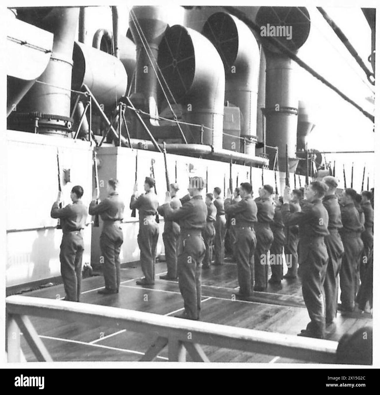 PARADING FOR LIFEBOAT DRILL ABROAD A TROOPSHIP - Rifle drill aboard a ...
