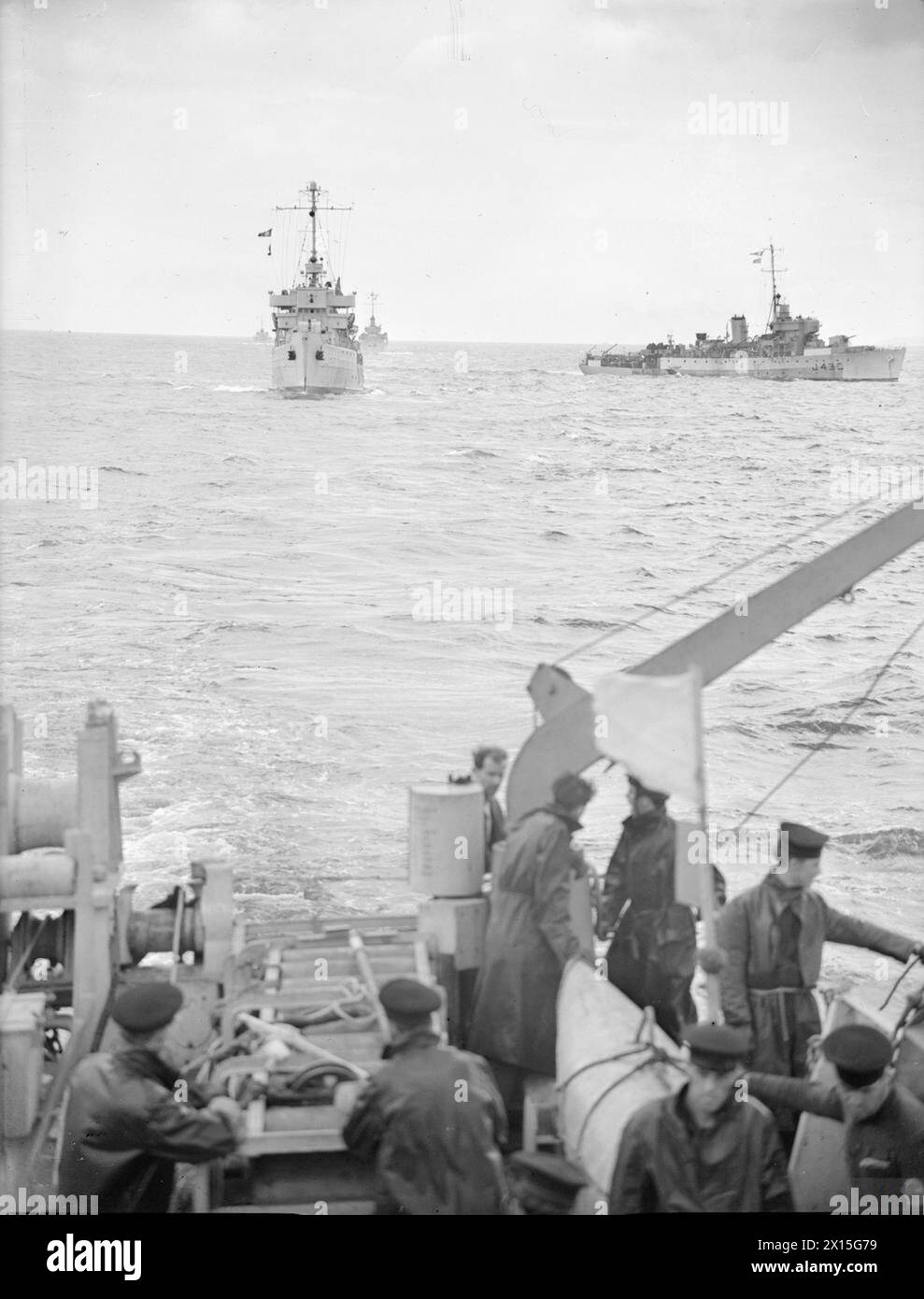 A mixed minesweeping flotilla including HMS Lochinvar, HMS Foam, and ...