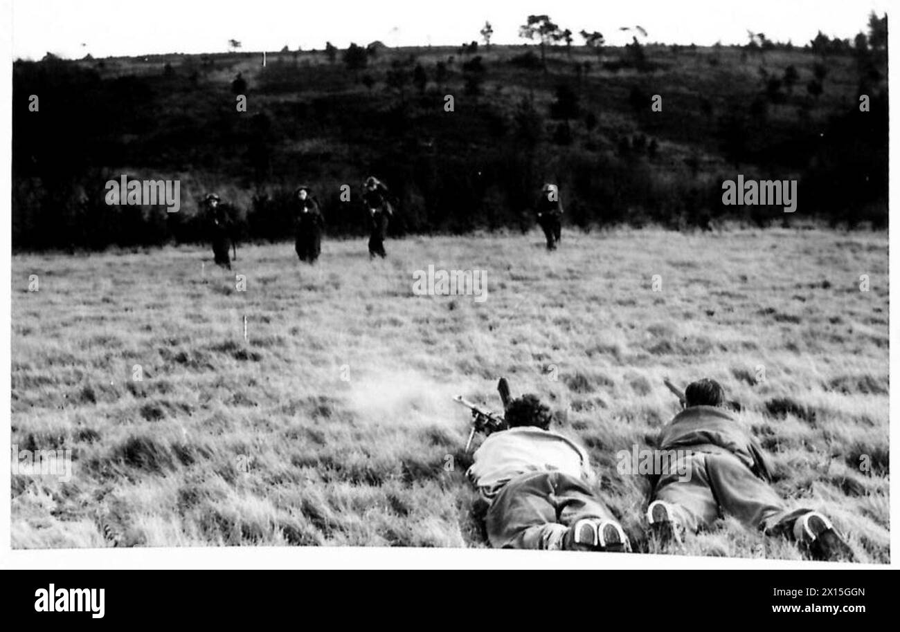 SCHOOL OF BATTLE DRILL - A training exercise in which members of the Battle Drill School armed ...