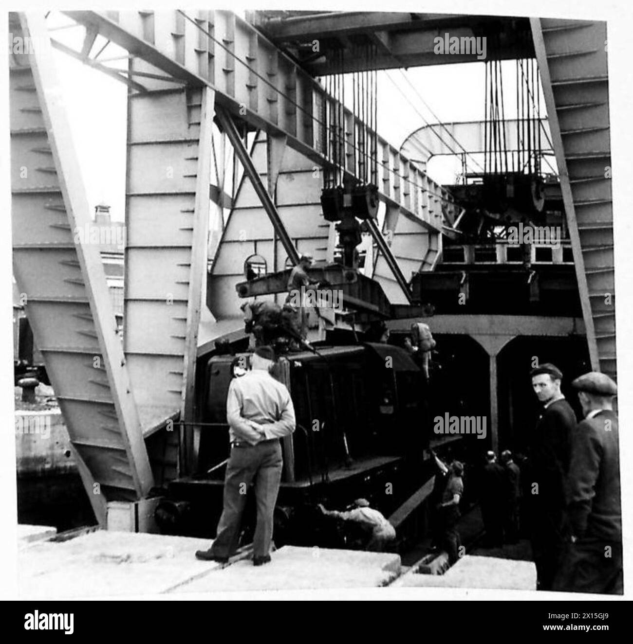 Photographs on board the 'Hampton Ferry' at Southampton showing heavy ...