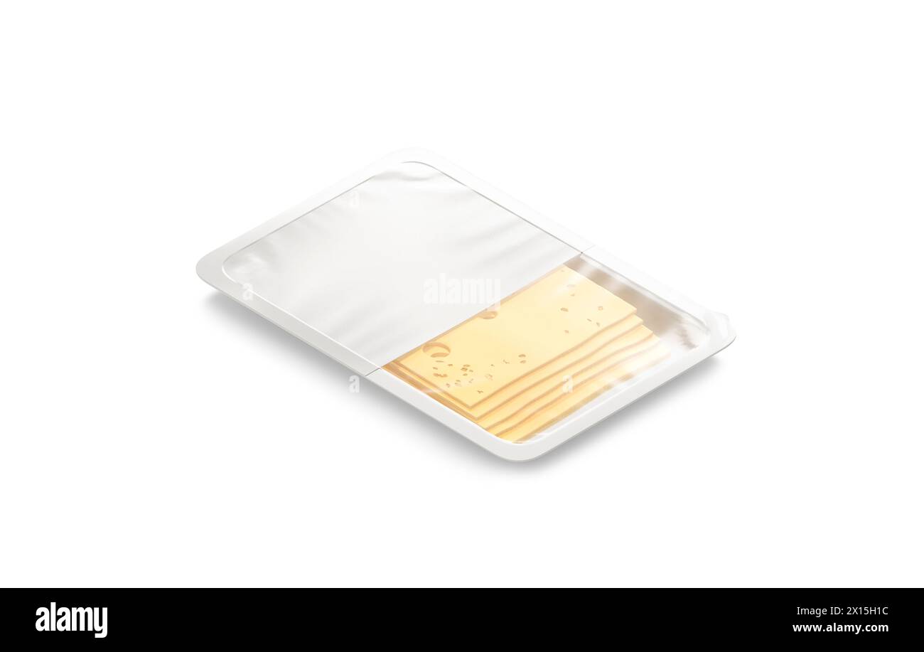 Blank white transparent cheese pack mockup, side view Stock Photo - Alamy