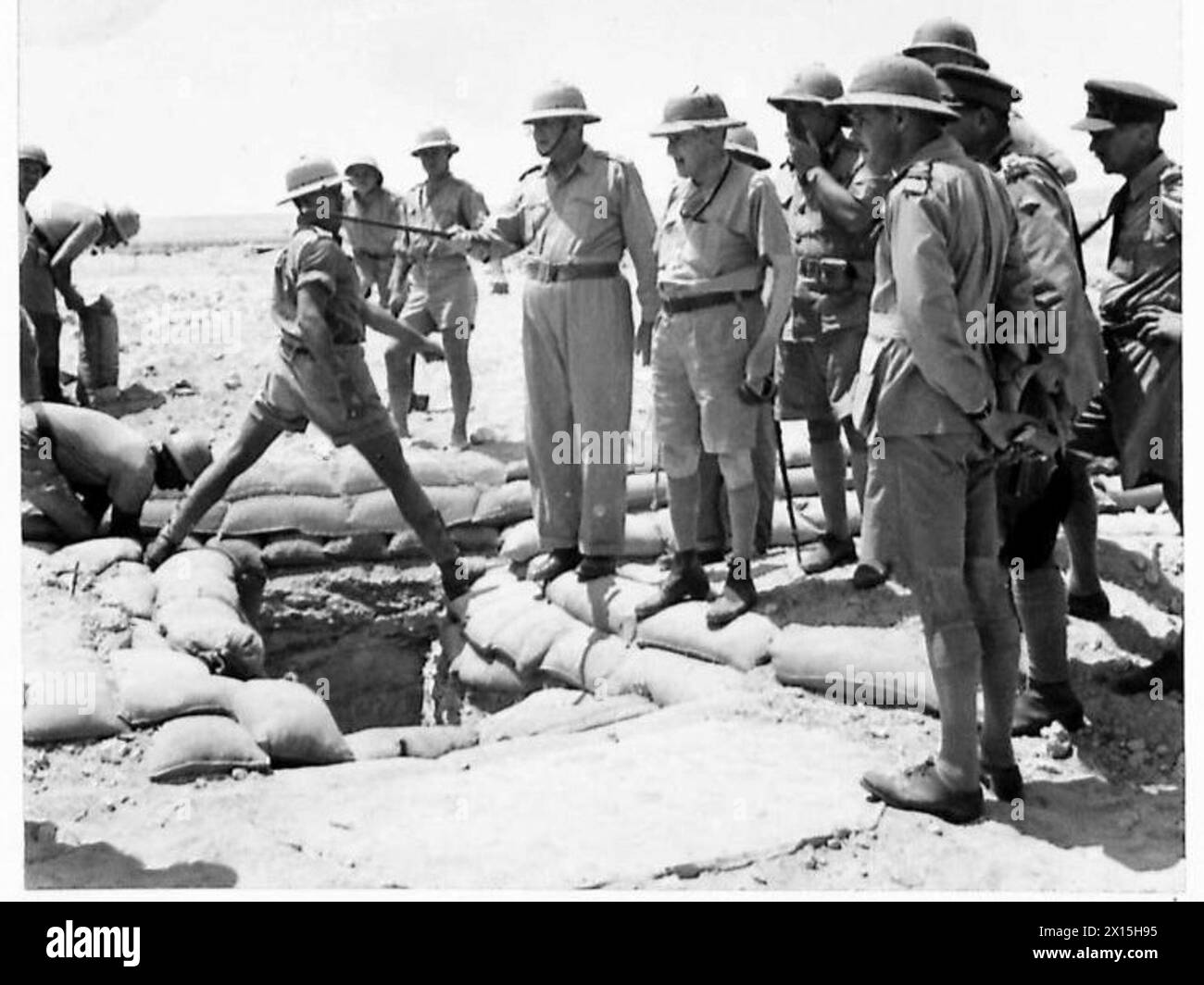 VISIT TO SOUTH AFRICAN TROOPS IN EGYPT - Colonel Stallard being shown ...