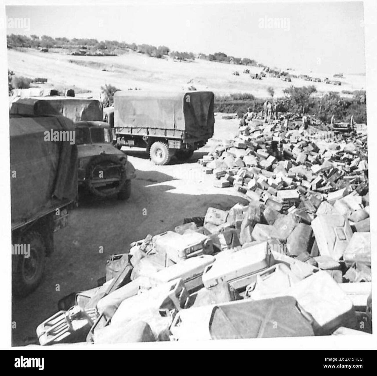 At Scordia, Sicily, lorries transport supplies to the front and return ...