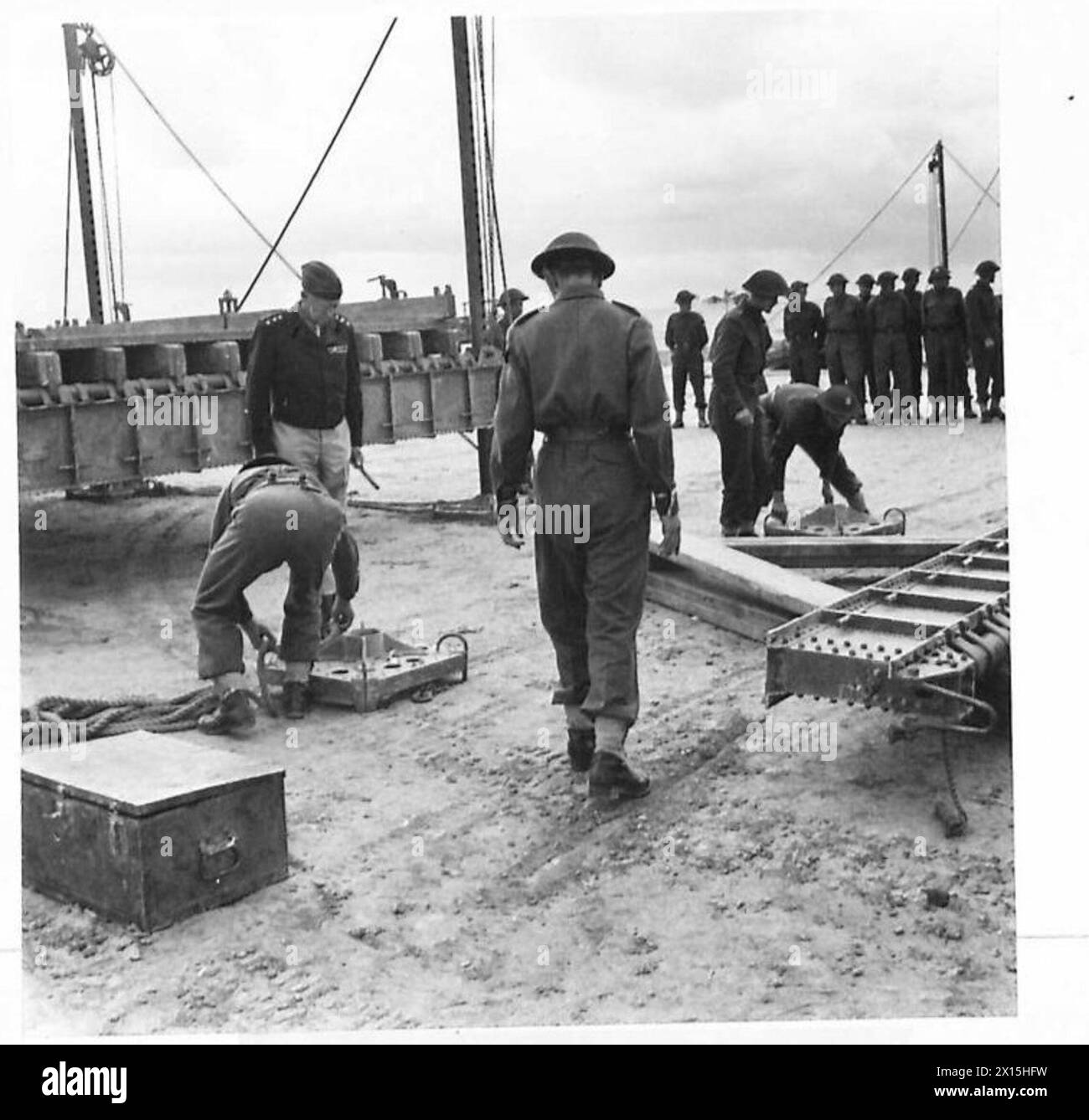 General George Patton observes 2nd Polish Corps Engineers assembling a ...