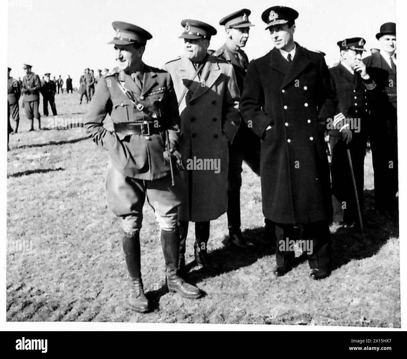 PRIME MINISTER AND GENERAL MARSHALL VISIT TROOPS - Left to right : Gen ...
