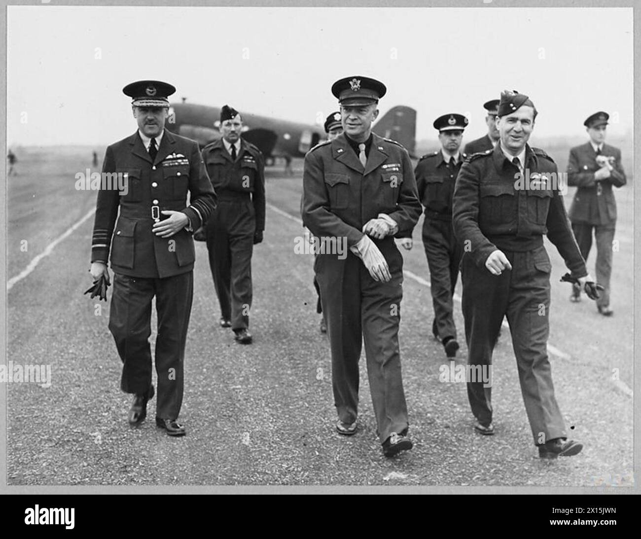 GENERAL EISENHOWER INSPECTS R.A.F. BOMBER WING - 12779 Picture (issued 1944) shows - Air Chief ...