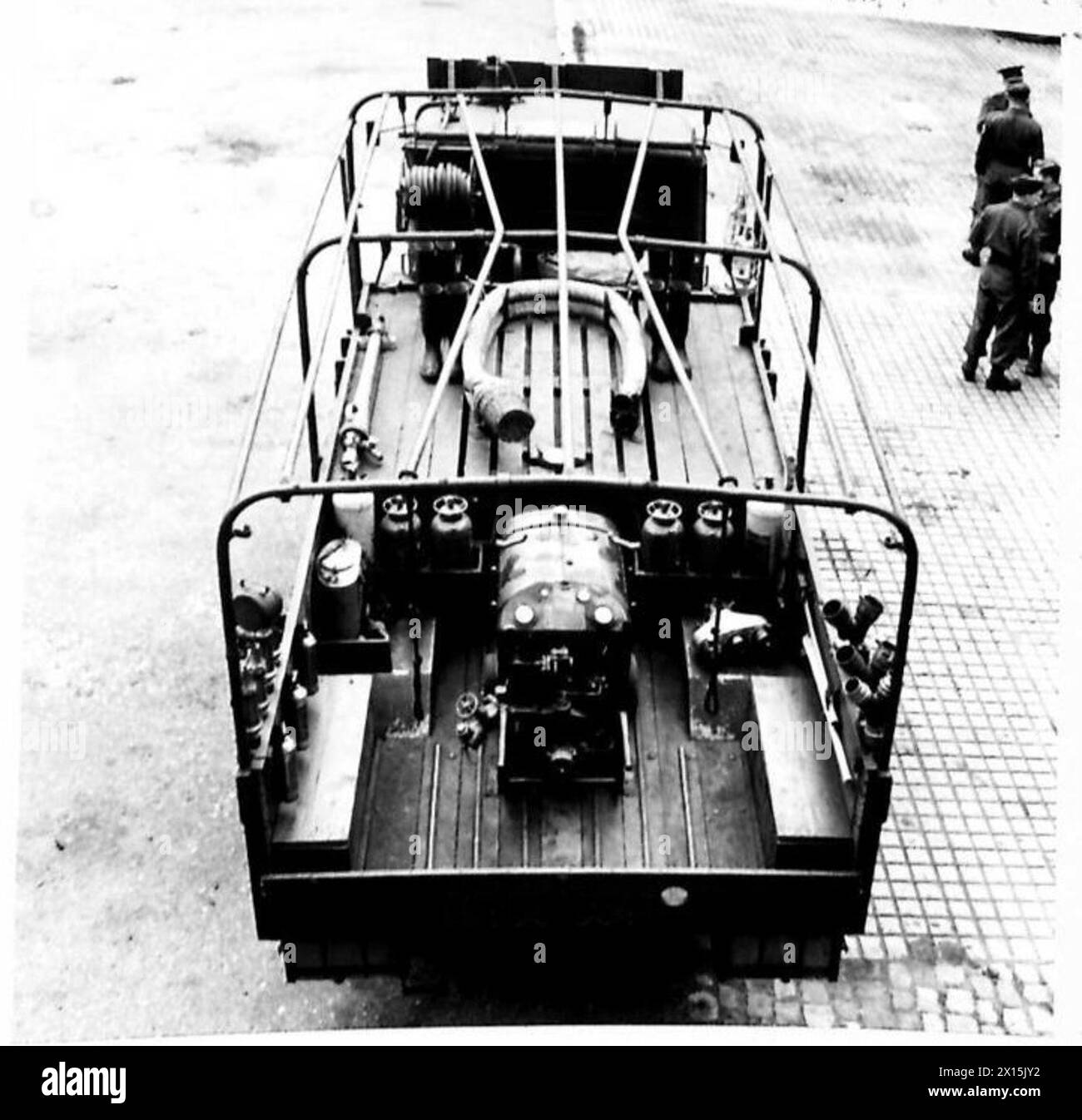 ARMY FIREWATCHERS - Bedford fire tender, rear overhead view without ...