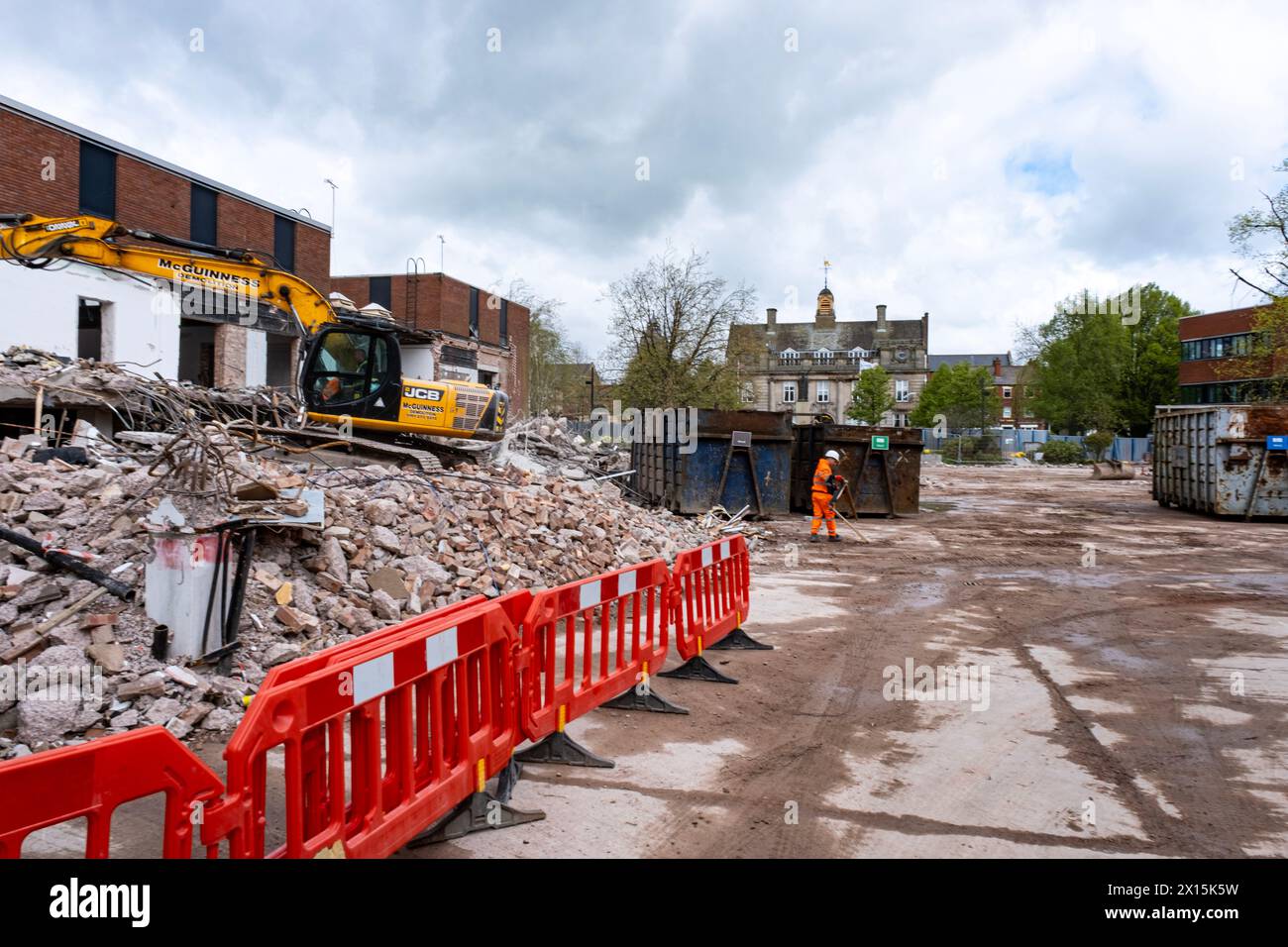 Demolition of the Civic centre with car park and Library in town centre ...