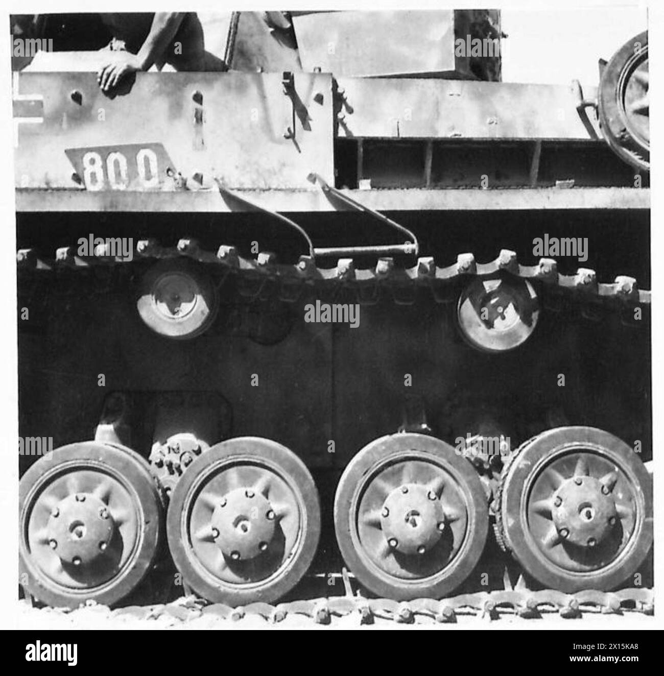 CAPTURED ENEMY TANKS - Close-up of the bogies of a Mark IV German tank ...